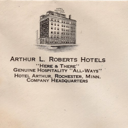 Vintage - Arthur L. Roberts Hotels Envelope Rochester MN - EP1L | eBay