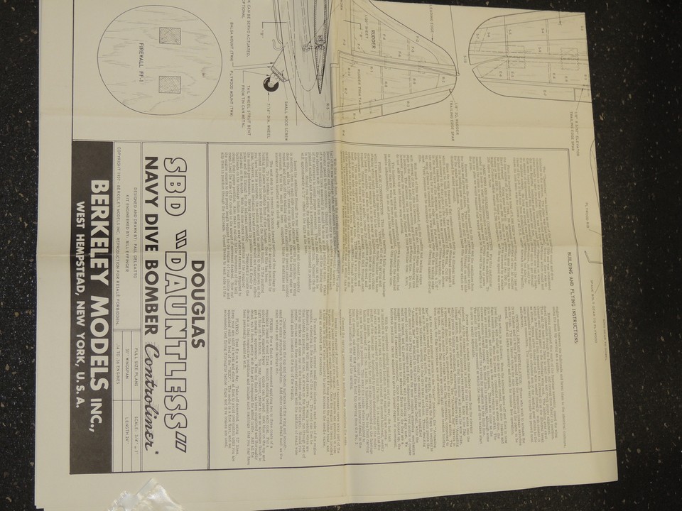 Berkeley Models Airplane Blueprints Plans 1957 Douglas SBD Dauntless | eBay