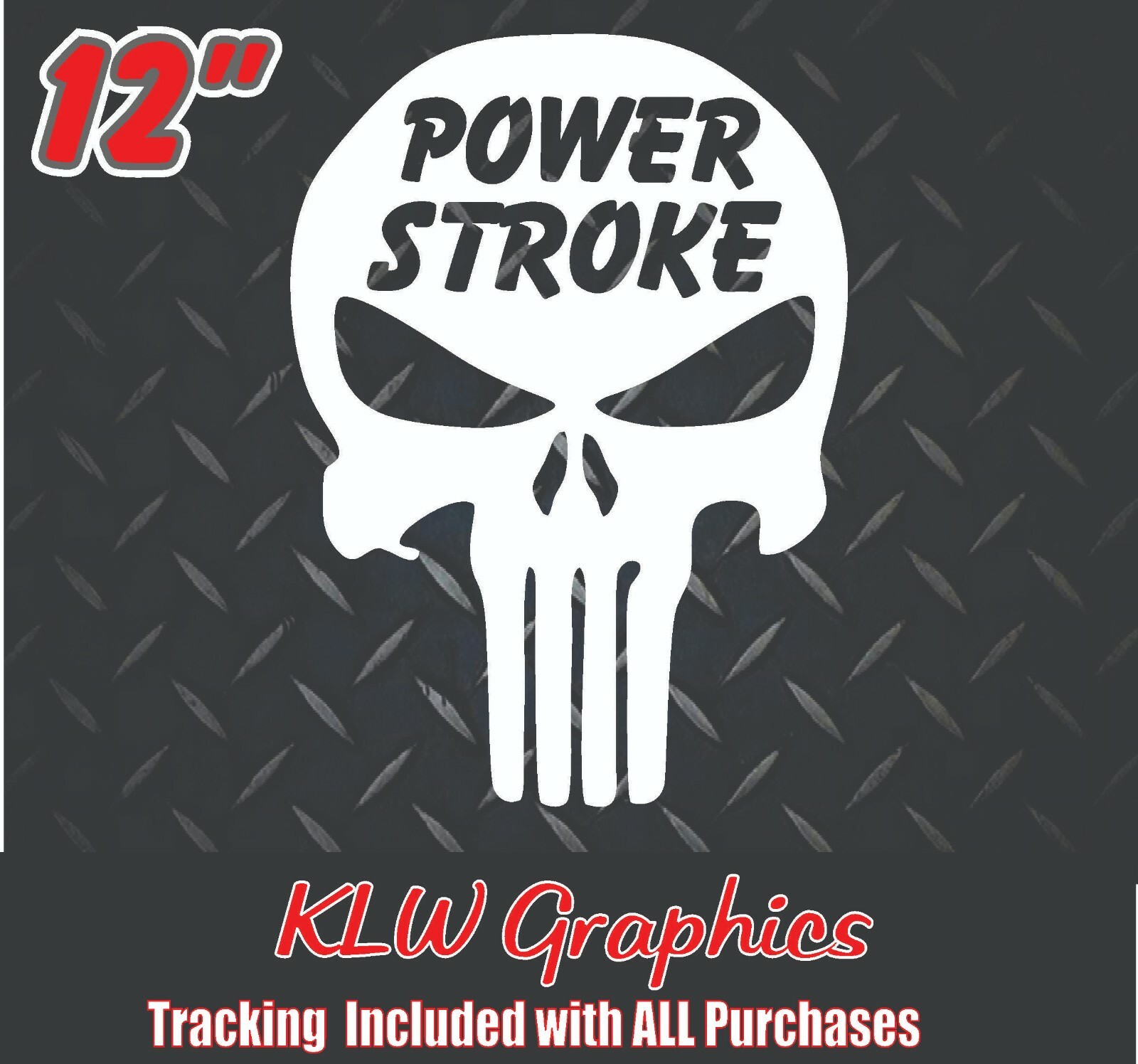 Powerstroke Skull Decal Sticker Turbo Diesel Truck 7.3L 6.7L Crew Cab ...