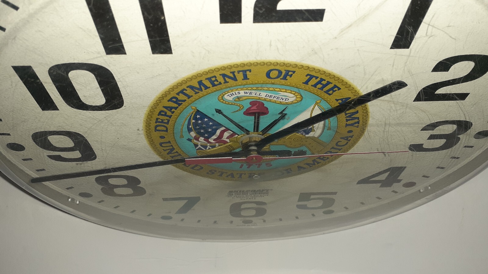 SKILCRAFT Battery Operated 12hr Wall Clock w/Dept of Army Seal Logo ...