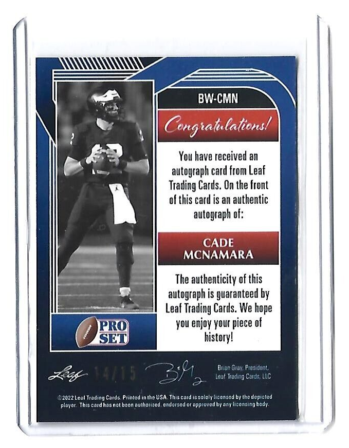 CADE MCNAMARA 2022 Leaf Pro Set Metal PINK CRYSTALS AUTOGRAPH 14/15 ...