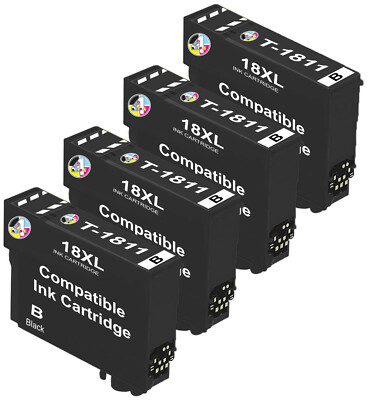 4 x Black Compatible Ink Cartridges for Epson XP-225 XP-322 XP-415 XP ...