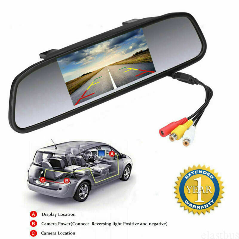 4.3" Car TFT LCD Monitor Mirror + HD CCD Reverse Rear View Backup ...
