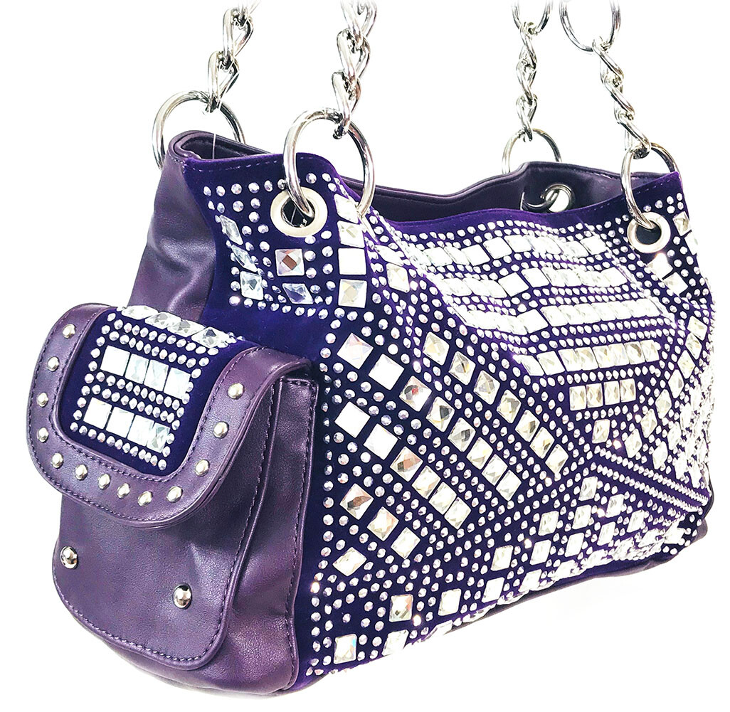 Zzfab Gem Studded Bling Purse Rhinestone Western Purse Purple | eBay