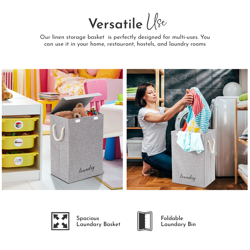 Laundry basket Washing Clothes Storage Hamper Bin Bag W/Outer Lid ...