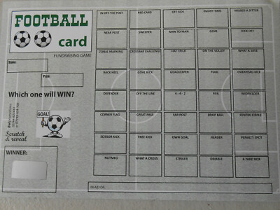 FOOTBALL FUNDRAISING SCRATCH CARD - 40 SPACES - EASY WAY TO RAISE FUNDS ...