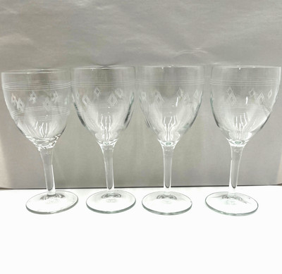Vintage Fostoria Criss Cross Clear Wine Glass Elegant Glassware Set of ...