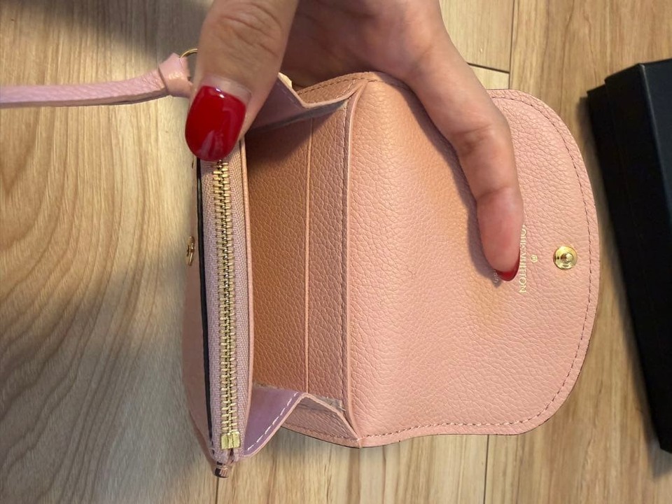 Louis Vuitton Wallet Rosali Rose Pink Leather Embossed Logo Used | eBay