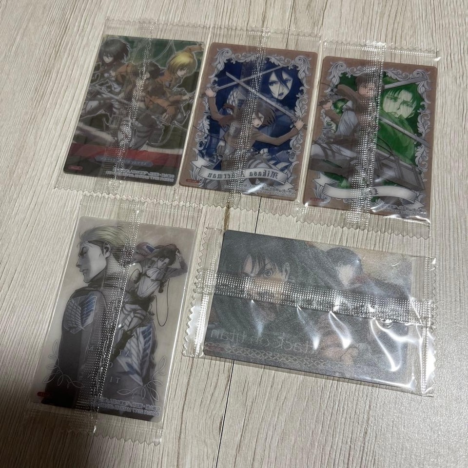 Attack on Titan Eren Mikasa Armin Levi Erwin Foil Stamp Wafer Cards ...