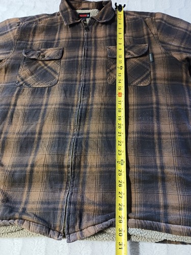 Wolverine Full Zip Sherpa Lined Brown Flannel Jacket Coat Long Sleeve ...