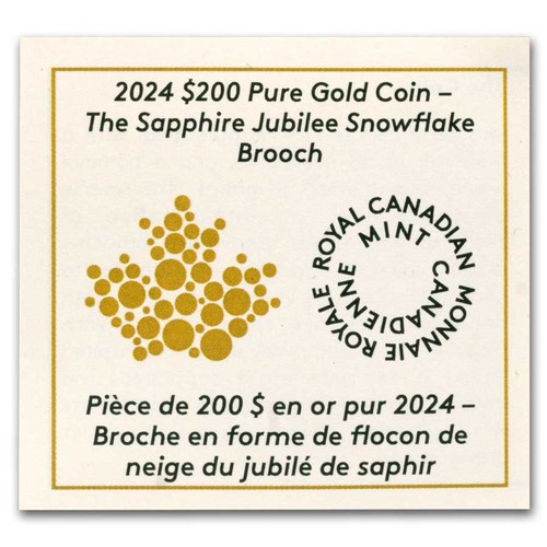 2024 RCM 1 oz Gold $200 Sapphire Jubilee Snowflake Brooch | eBay