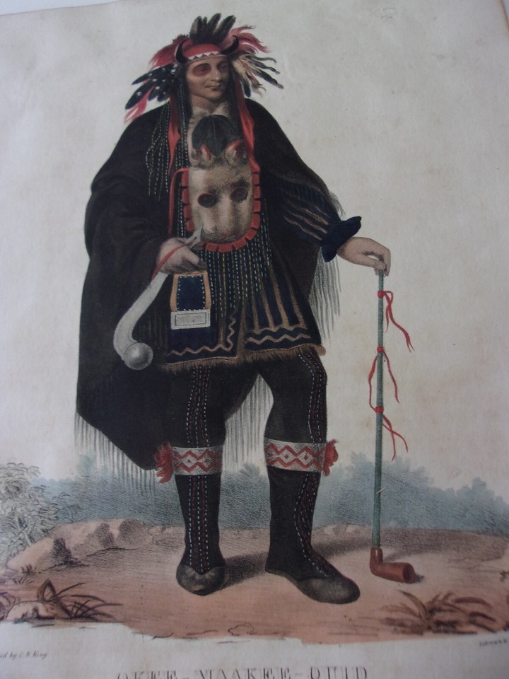 Rare McKenney and Hall FOLIO Portrait Print 1838: OKEE-MAAKEE QUID ...