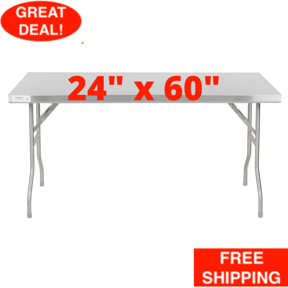24" x 60" Commercial Stainless Steel Folding Work Prep Tables Open ...