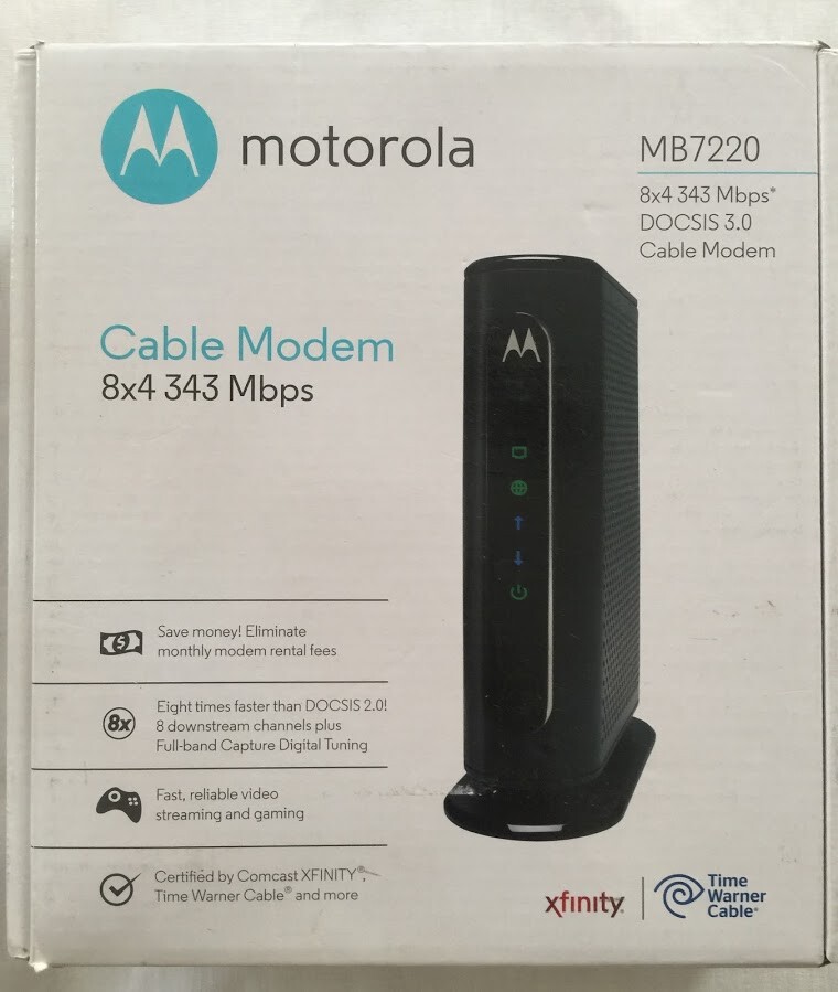 MOTOROLA MB7220 8x4 343 Mbps Cable Modem, DOCSIS 3.0 855631006002| eBay