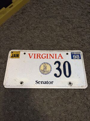 1998 Virginia senator license plate number 30 | eBay