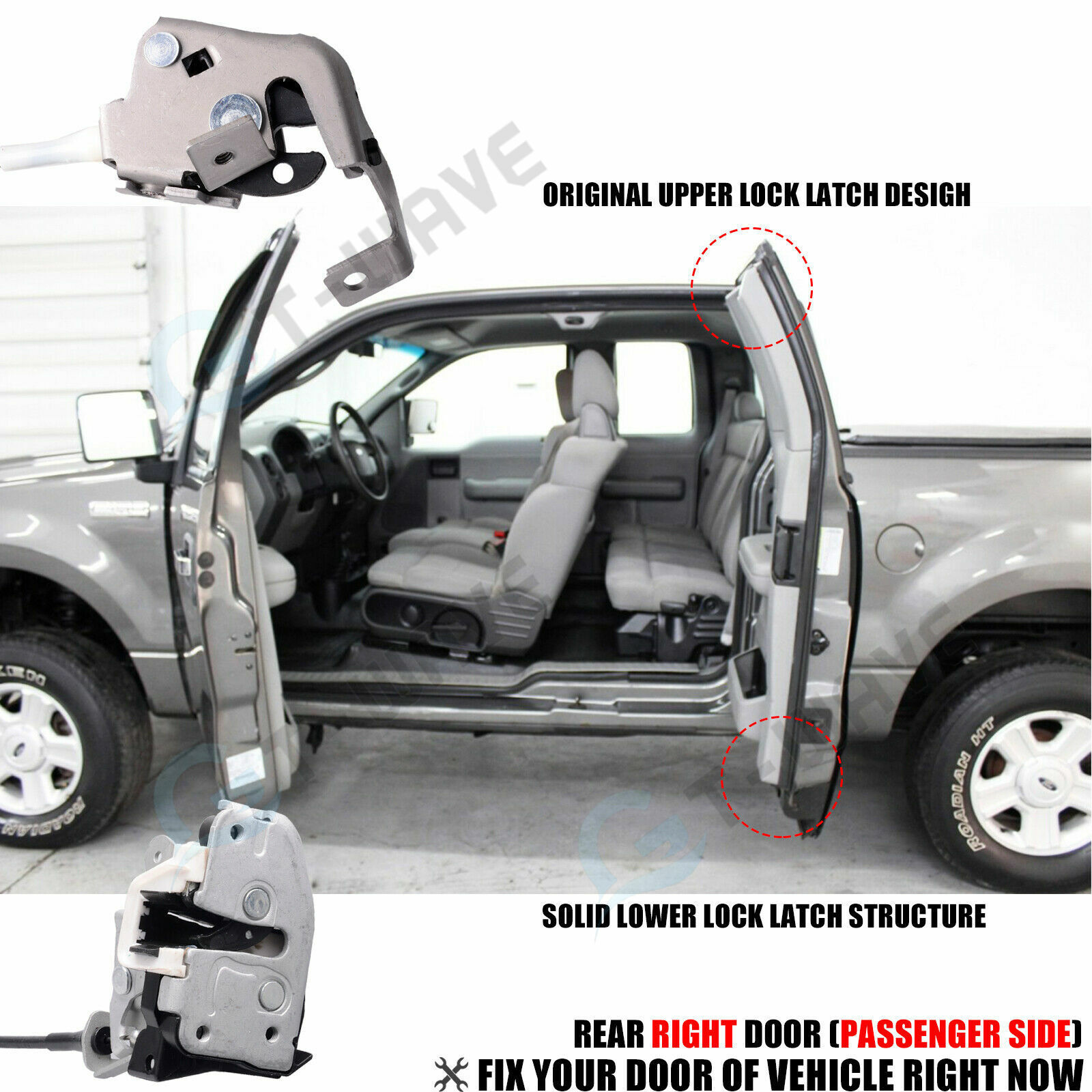 Rear Right Lower&Upper Door Lock Latch Assembly fit 97-03 Ford F150 ...