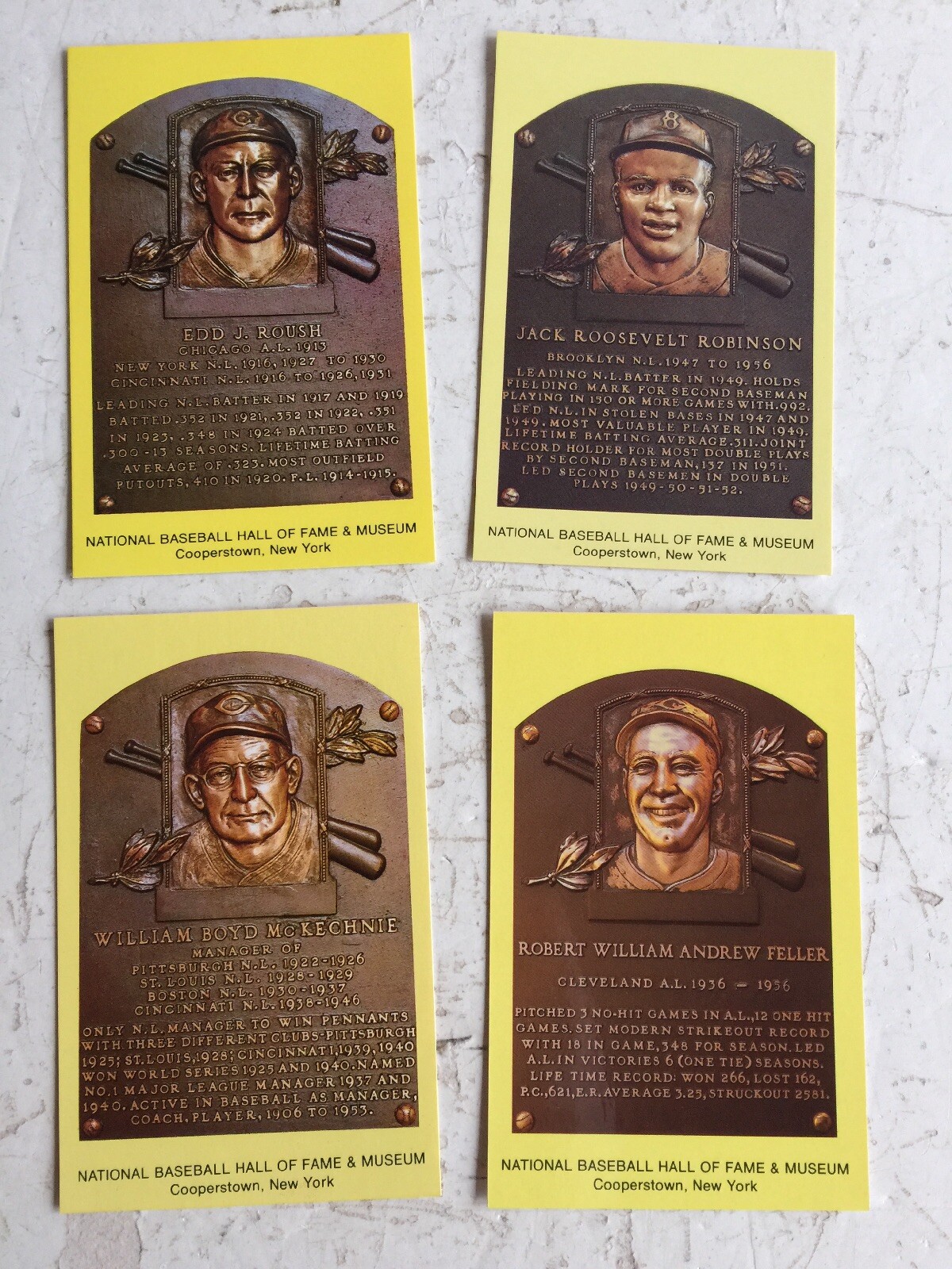 HOF CLASS OF 1962-FELLER- McKECHNIE- JACKIE ROBINSON-ROUSH PLAQUE ...