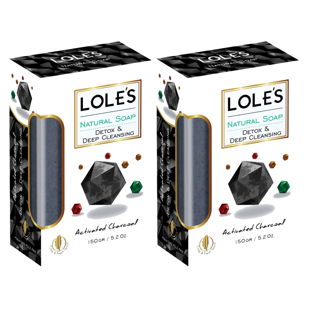 Loles ACTIVATED CHARCOAL Soaps 2x150g Vegan Detox Acne Black Head ...