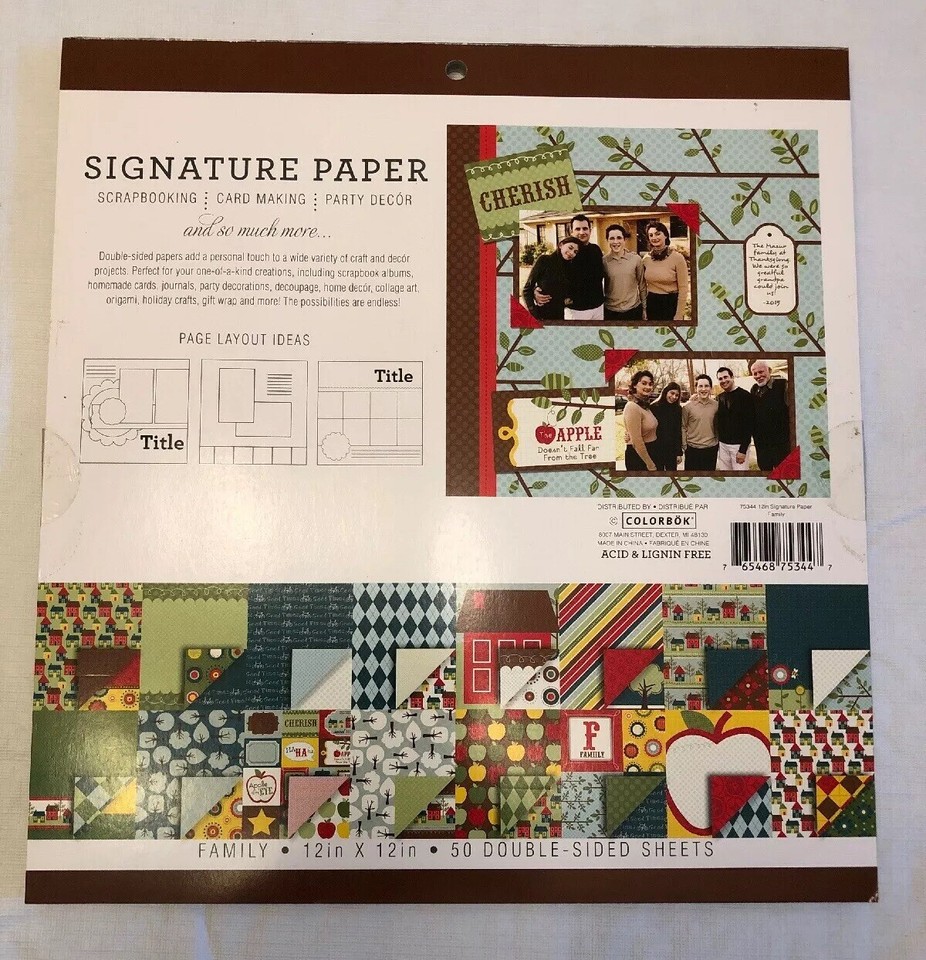 COLORBOK 50 SHEET 12" X 12" Designer Paper FAMILY 50 Unique Designs ...