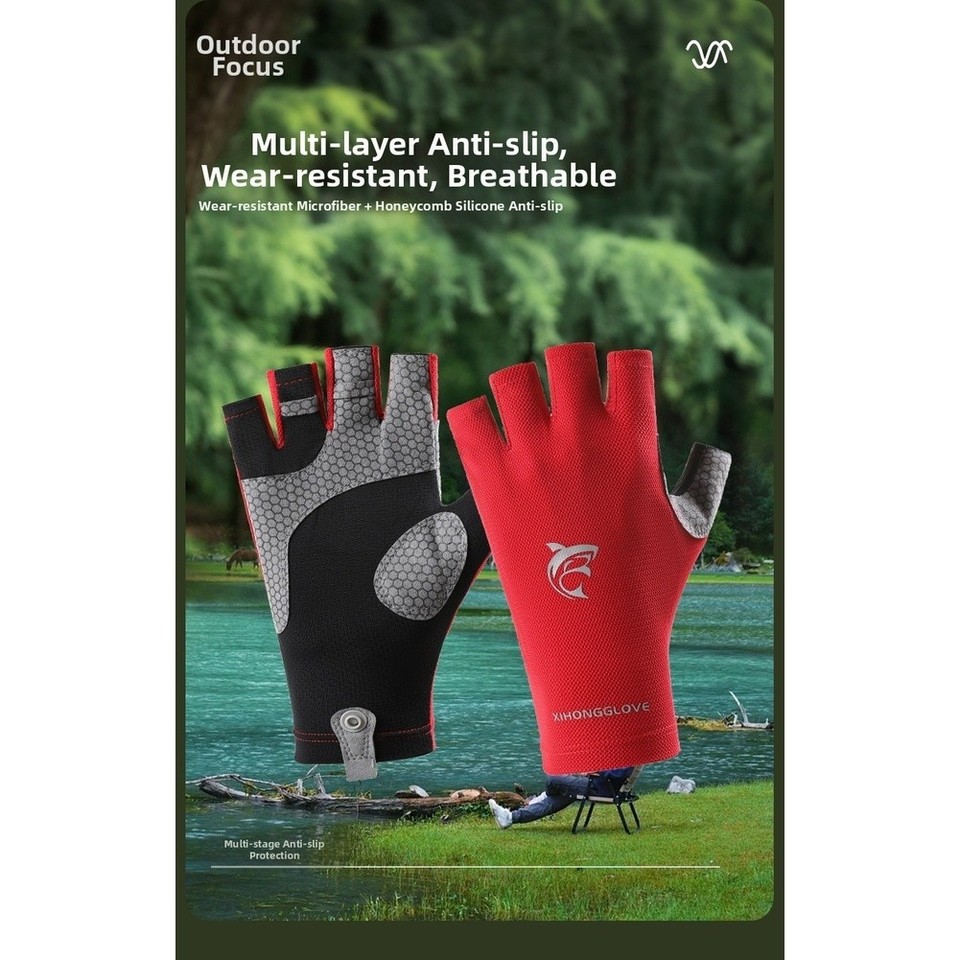 Fishing Gloves Microfiber Leather Thumb Lightweight Porous Material For ...