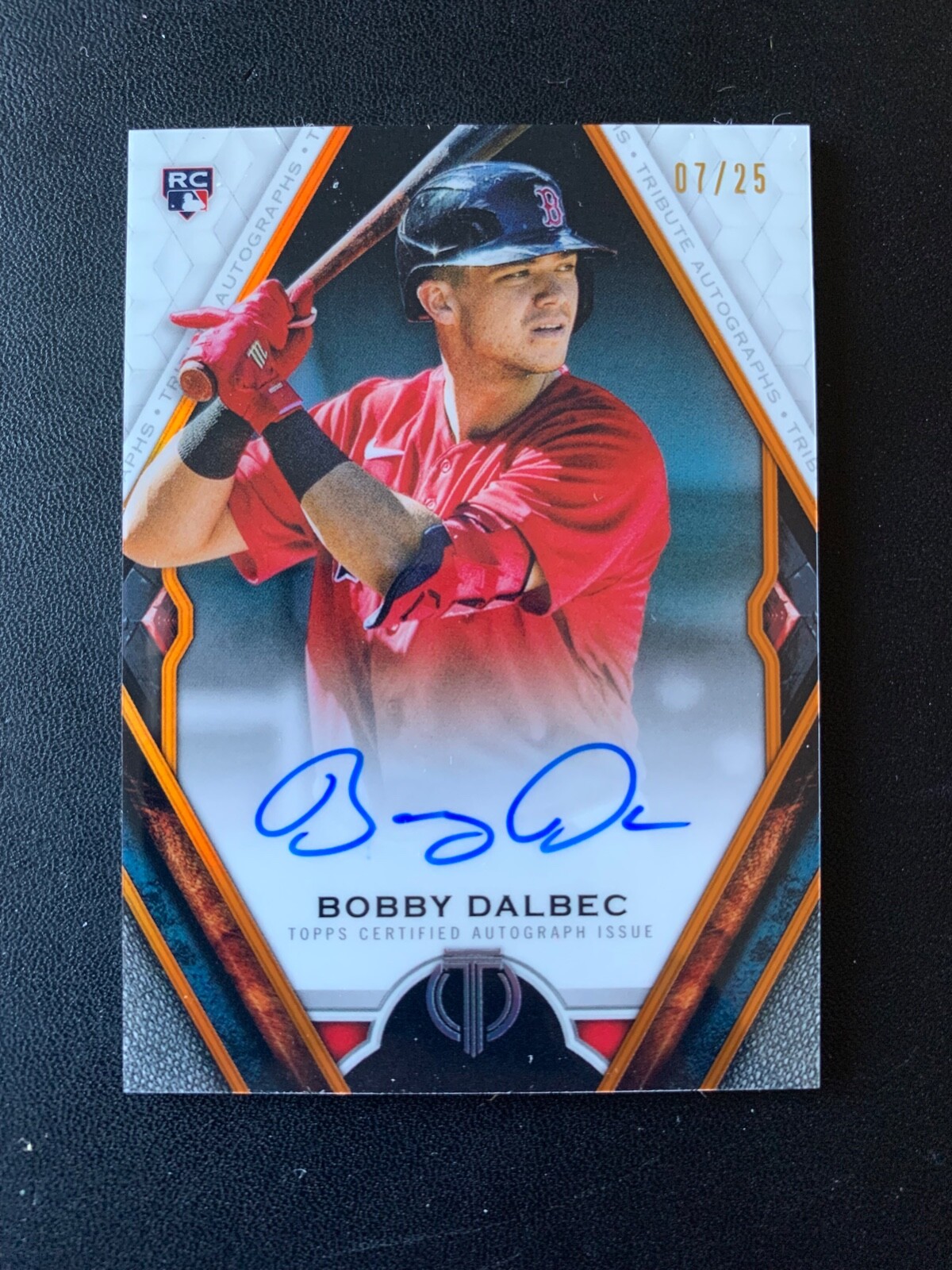 2021 Topps Tribute Tribute Auto Orange /25 Bobby Dalbec #TA-BD Rookie ...