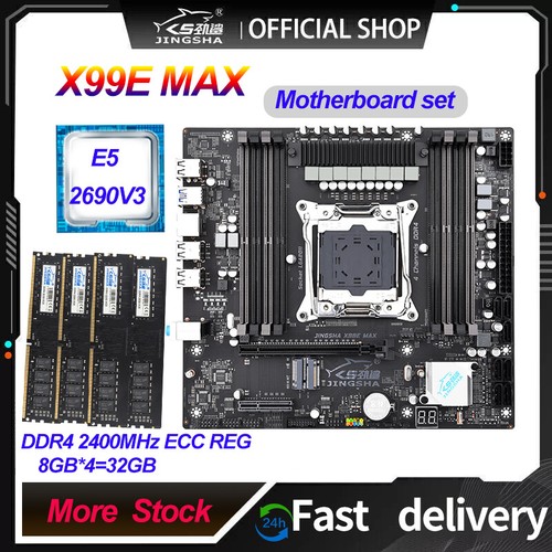 JINGSHA X99 Motherboard Set with Intel LGA2011-3 Xeon E5 2690 V3 CPU 4 ...