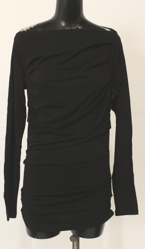 Weekday Women's Jwan Drape Stretchy Long Sleeve Top MR2 Black Large NWT ...