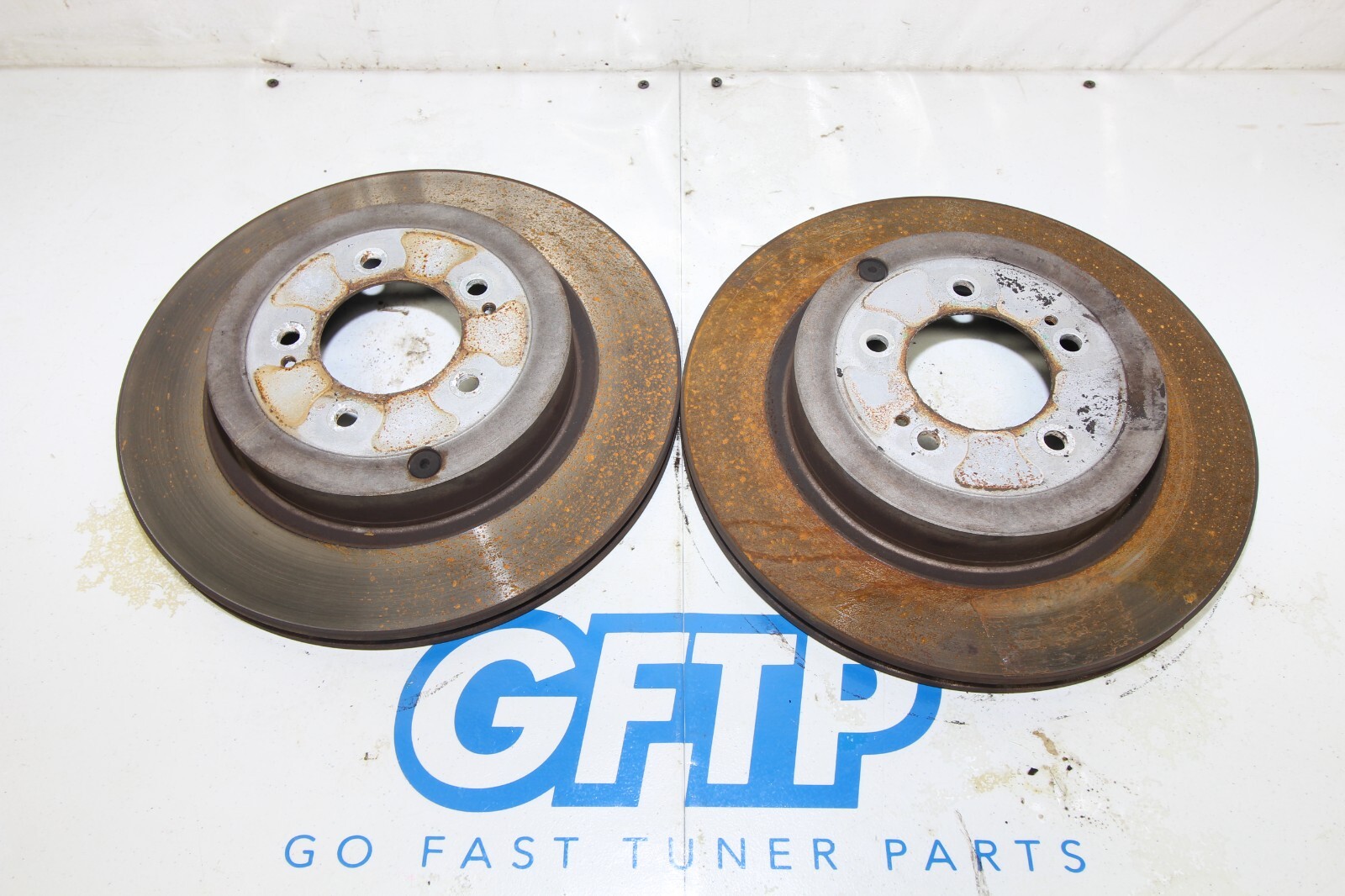 08-15 MITSUBISHI LANCER EVO X OEM BREMBO REAR BRAKE ROTOR PAIR DRIVER ...