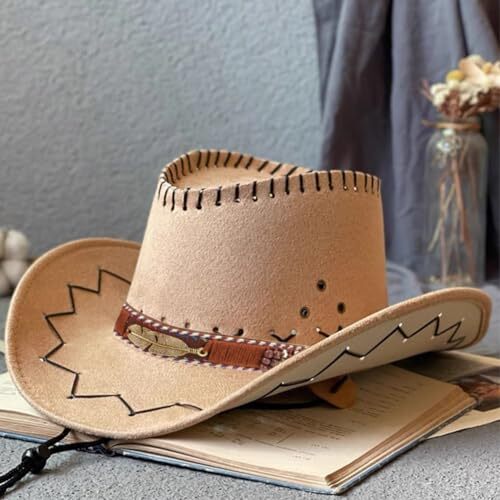 Cowboy Western Hat Band Imitation Leather Braided Brown Ethnic 2T Camel ...