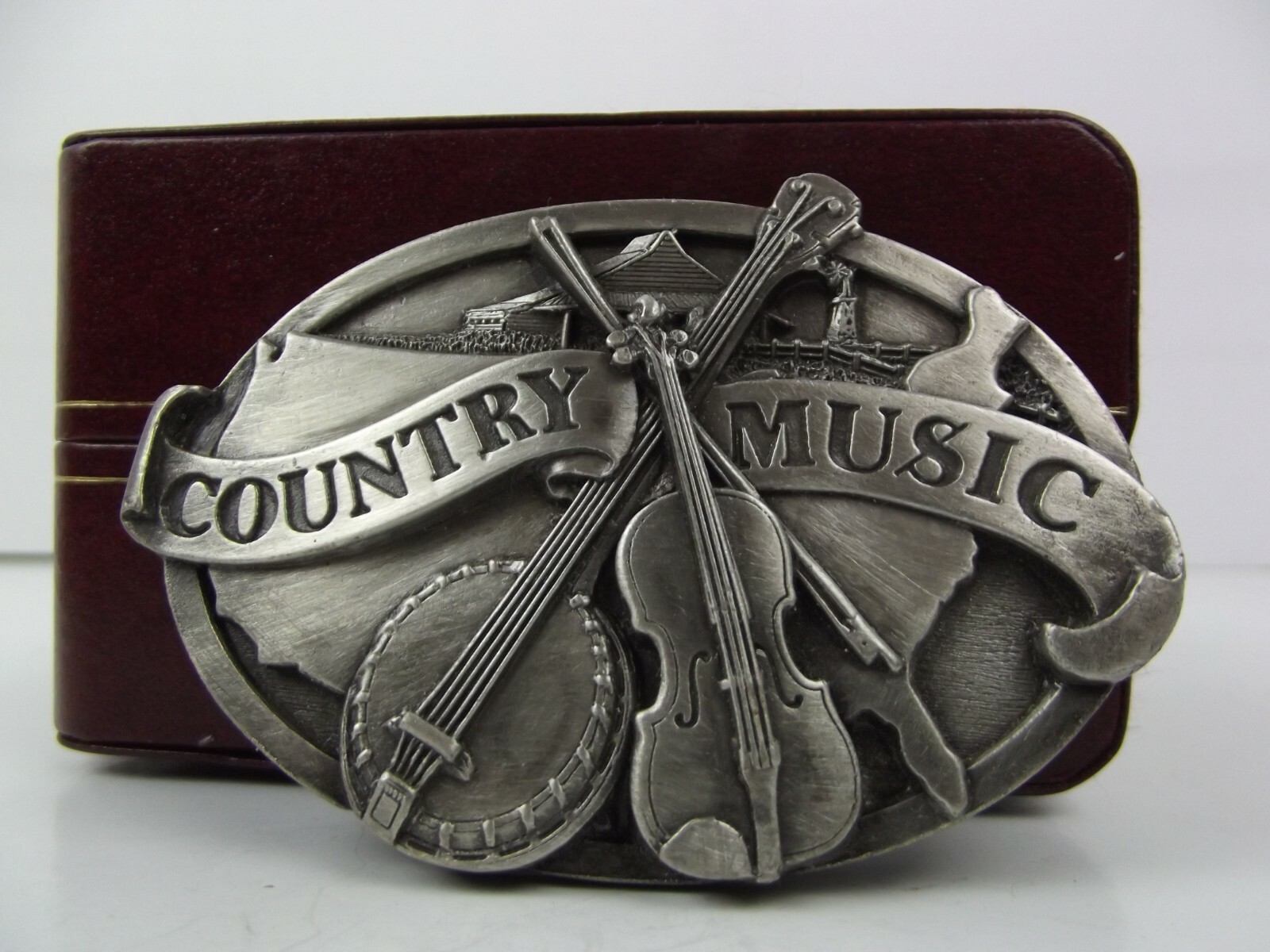 Vintage 1984 Siskiyou Country Music Putter Belt Buckle Banjo Fiddle ...