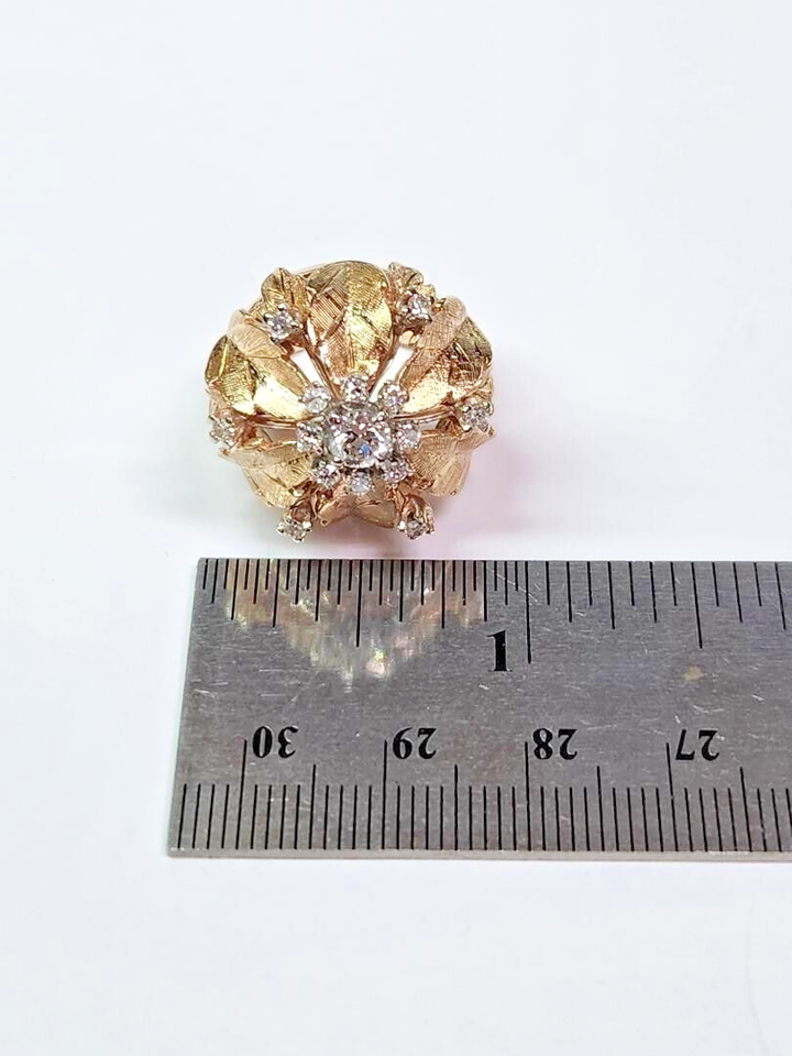 VINTAGE 50s 13.2ky Gold Leafy Floral Transitional Euro Diamond Dome ...