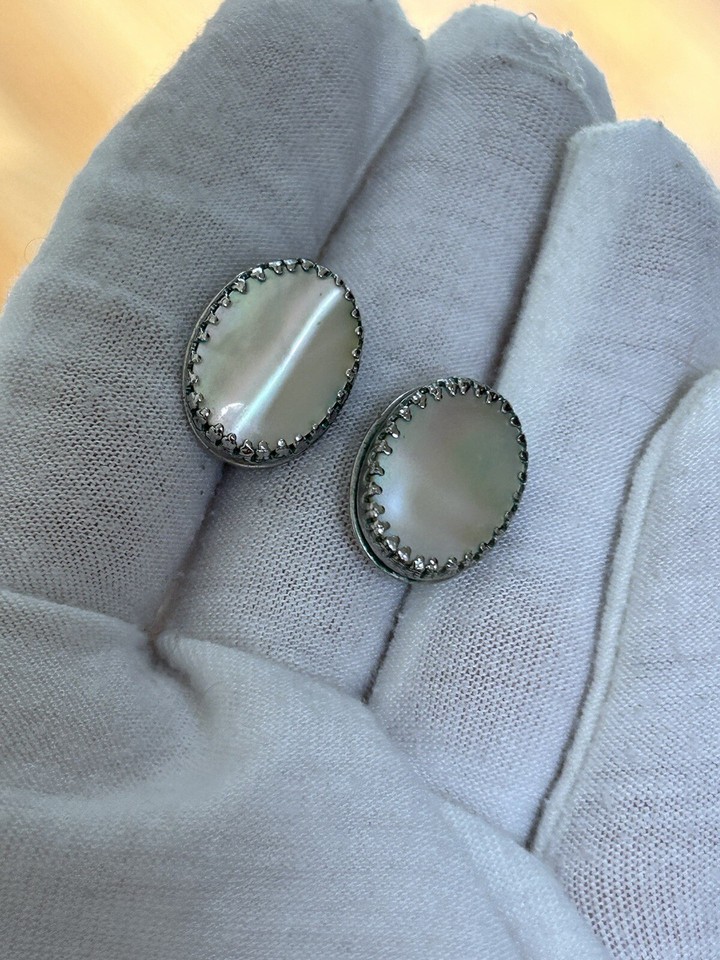 Whiting & Davis Earrings Vintage Mother of Pearl MOP Clip On Signed | eBay