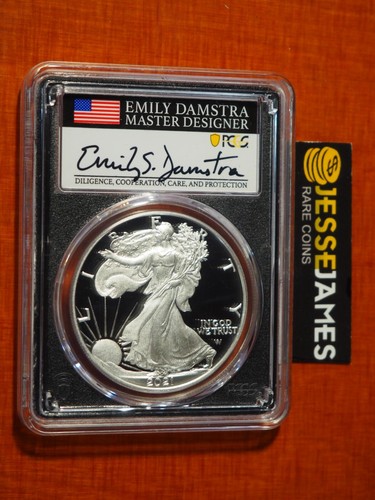 2021 S PROOF SILVER EAGLE PCGS PR70 DCAM FIRST DAY OF ISSUE EMILY ...