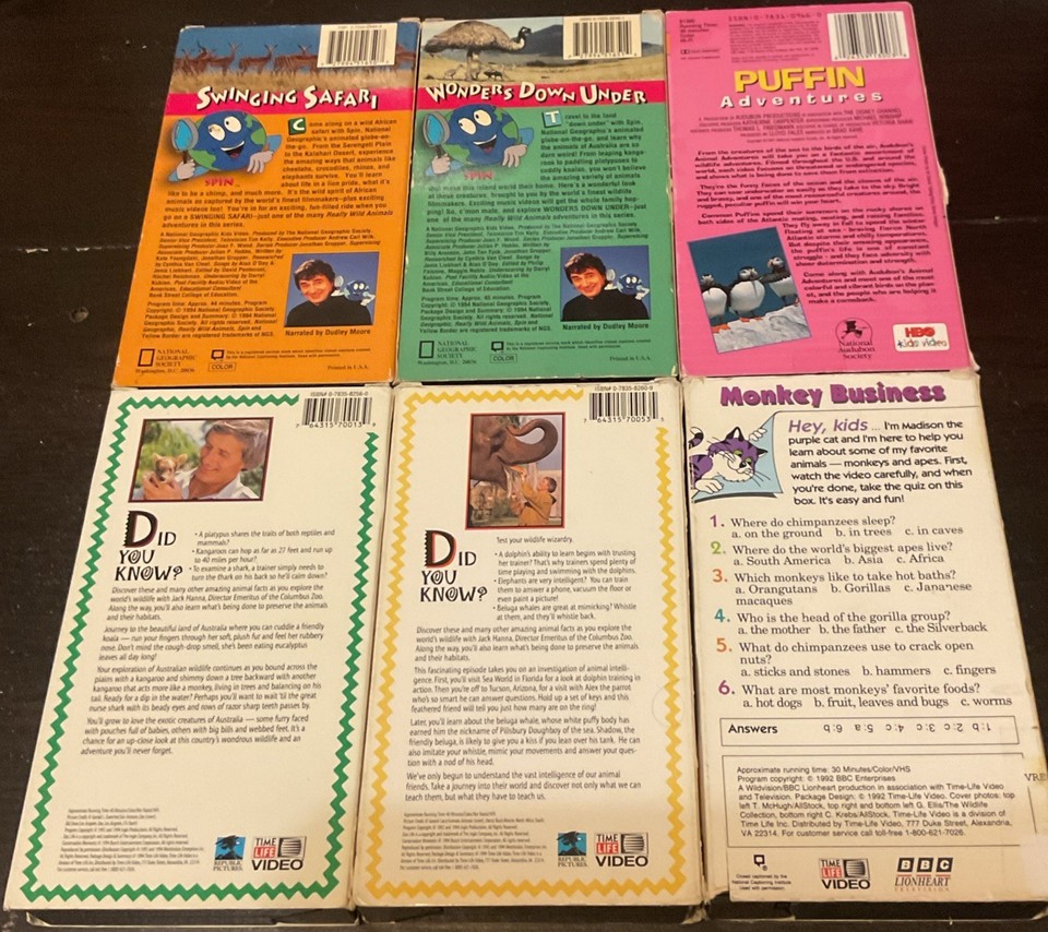 National Geographic Kids, Really Wild Animals, Zoo Life VHS Video Tapes Lot Of 6 | eBay