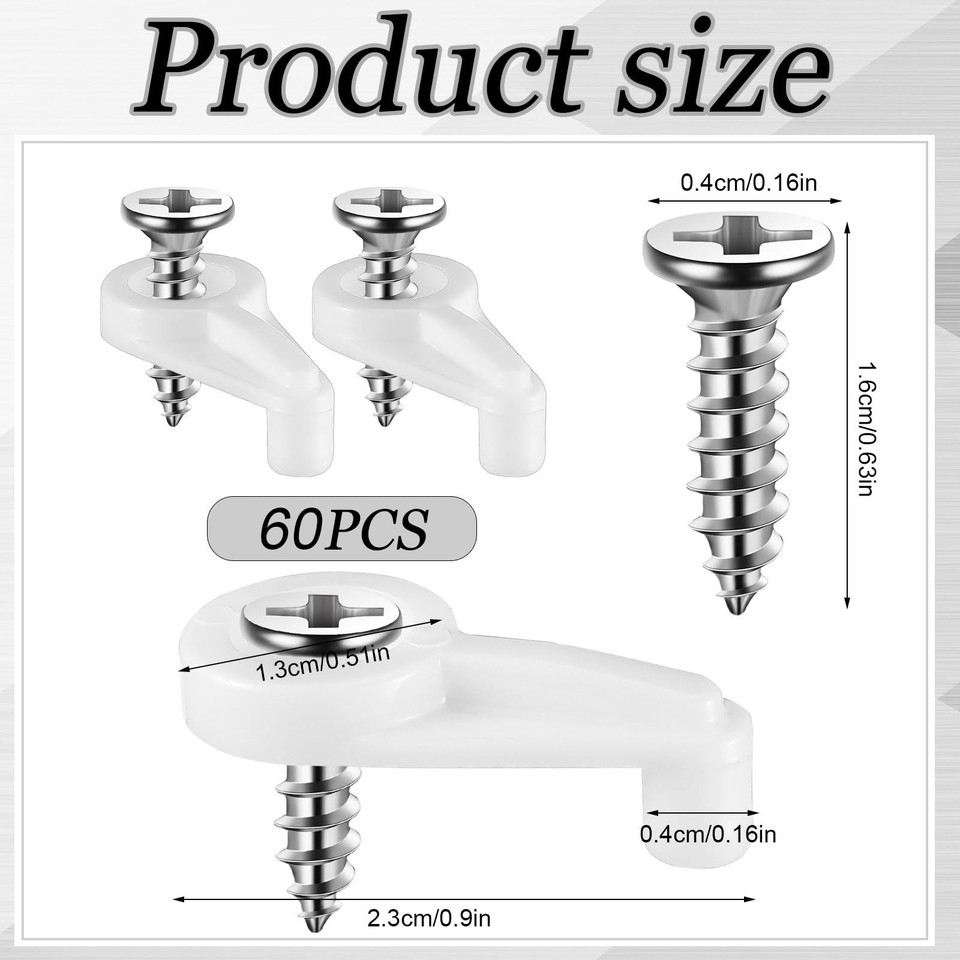 60 PCS Storm Window Clips with Screws for Fixing Window Screen Door ...