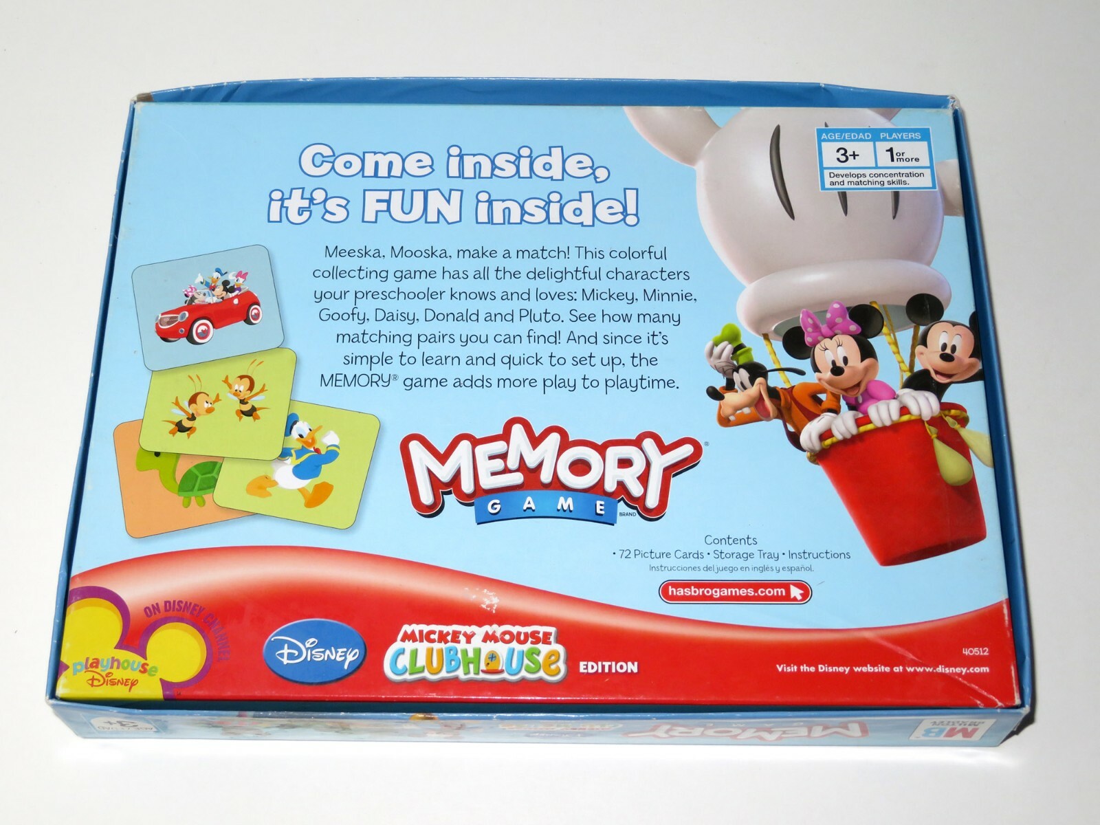 MEMORY GAME Disney Mickey Mouse Clubhouse Matching Game Milton Bradley ...