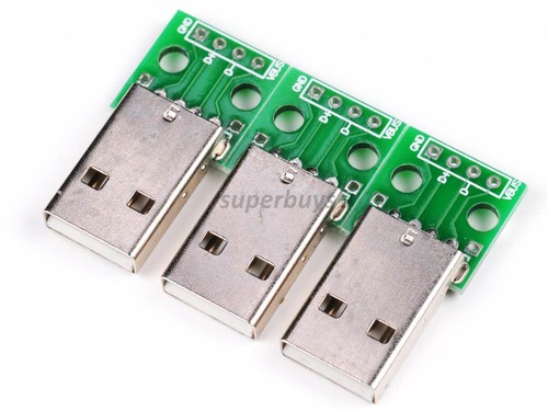 3pcs Male USB Type A to DIP 2.54mm 4 Pin Adapter Converter PCB Board ...