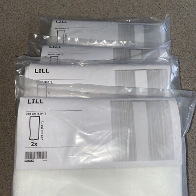 Ikea LILL Sheer Mesh White Canopy Drapes Curtains 8 Panels (4 Pairs ...