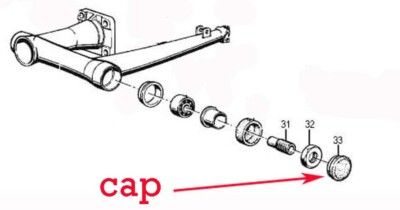 ONE swing arm pivot bearing cover cap IMPROVED BMW R80, R90 ,R75/5,R60 ...