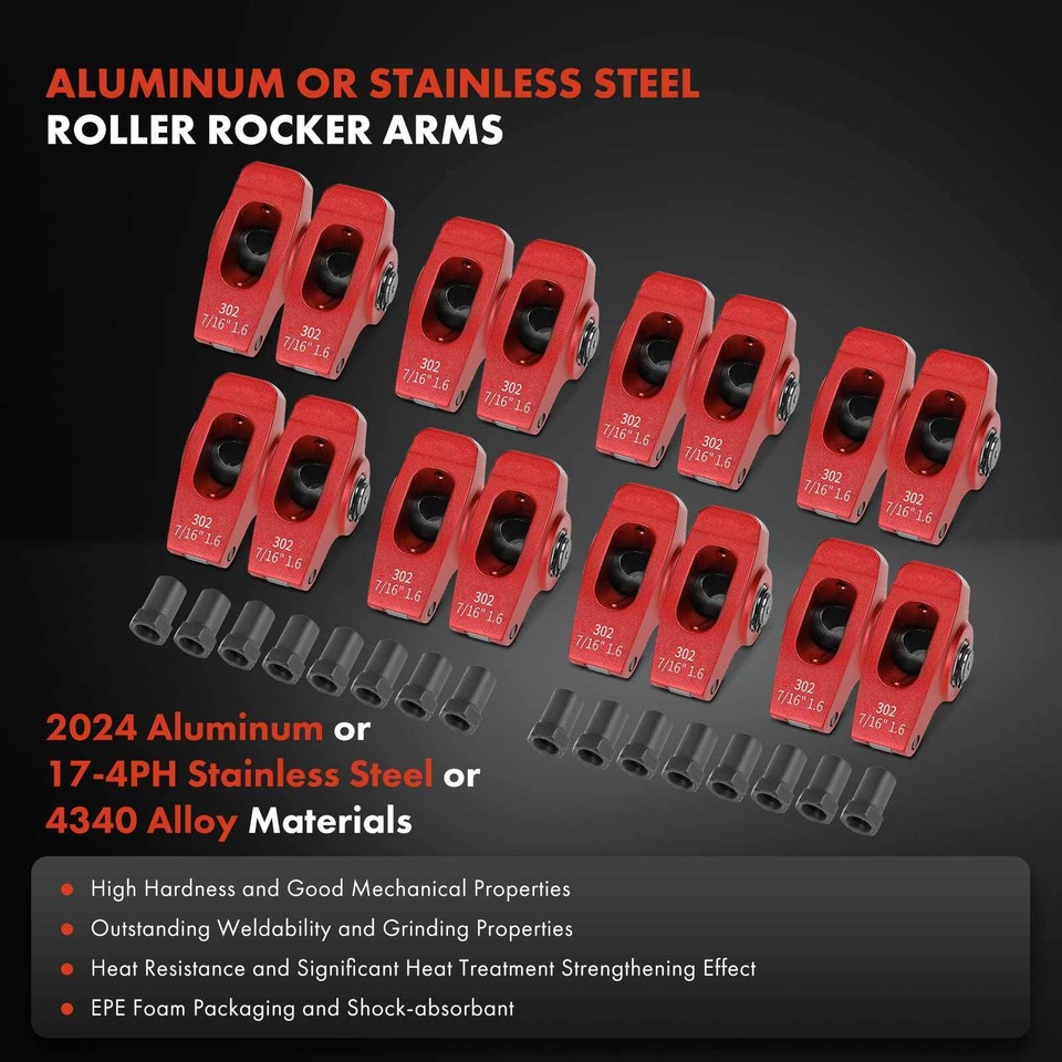 Red 2024 Aluminum Roller Rocker Arm for Small Block Ford SBF 302 1.6 ...