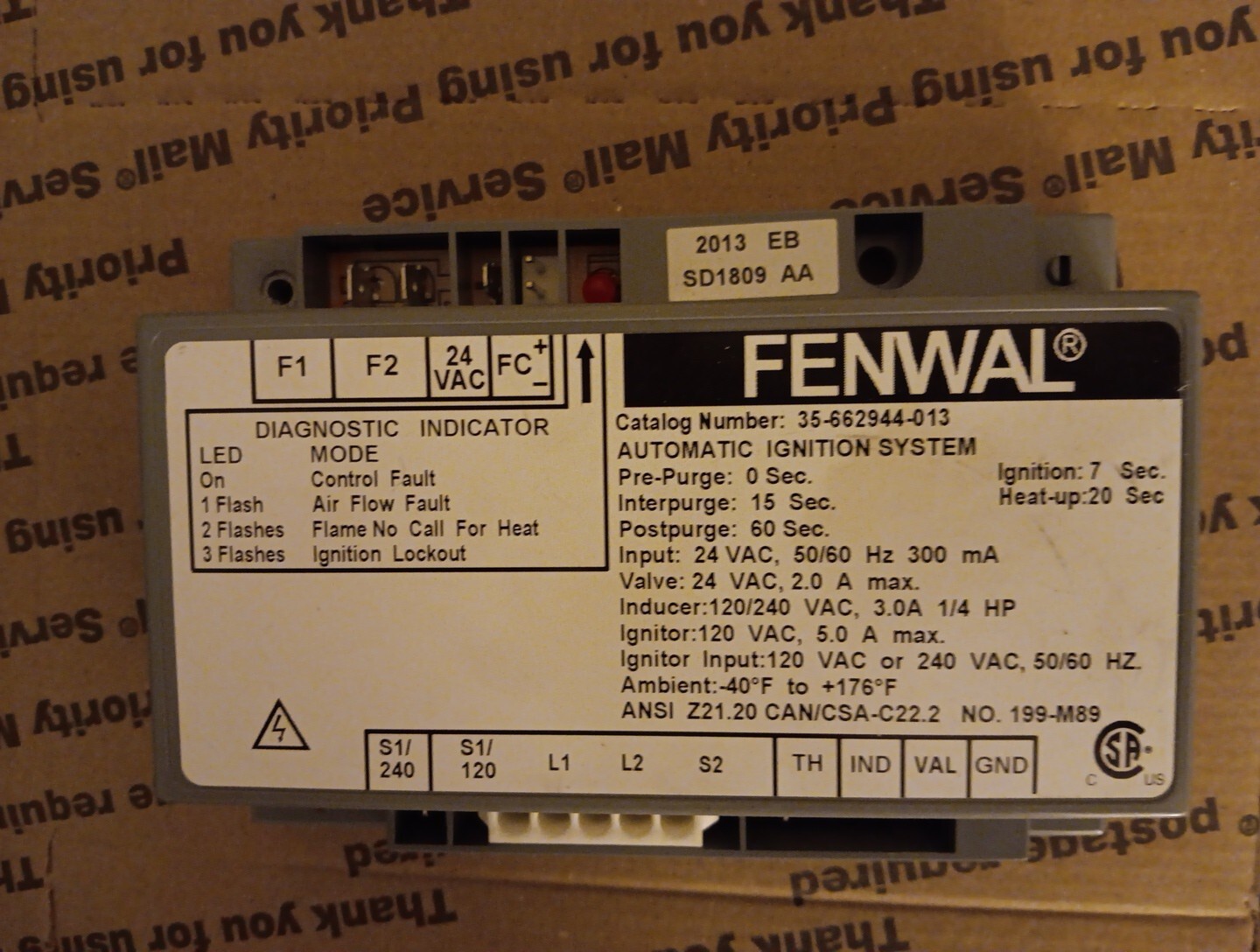 Fenwal 35-662944-013 Automatic Ignition Control Module for sale online ...