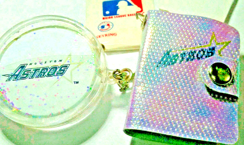 HOUSTON ASTROS baseball Key Chain 2 pc Vintage Keyring memorabila globe ...