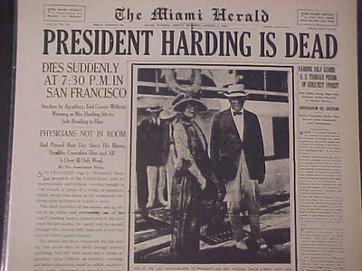 VINTAGE NEWSPAPER HEADLINES~ U.S. PRESIDENT DEATH WARREN HARDING DIES ...
