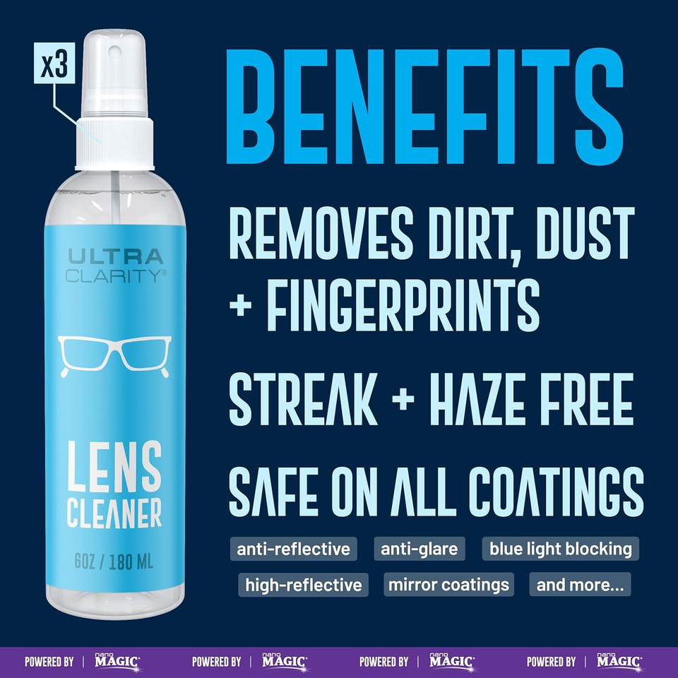 | Powered by Nano Magic Eyeglass Lens Cleaning Spray 6 Oz (3 Pack ...
