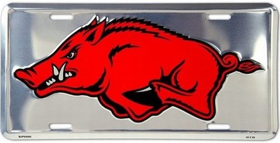 Arkansas Razorbacks NCAA Silver Mirror License Plate | eBay