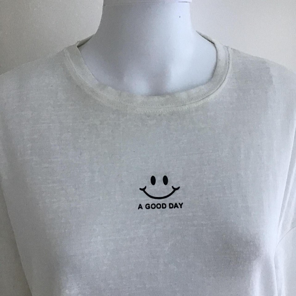 Smiley Face Logo 'A Good Day' Long Sleeve Semi-Sheer Top / Free Size ...