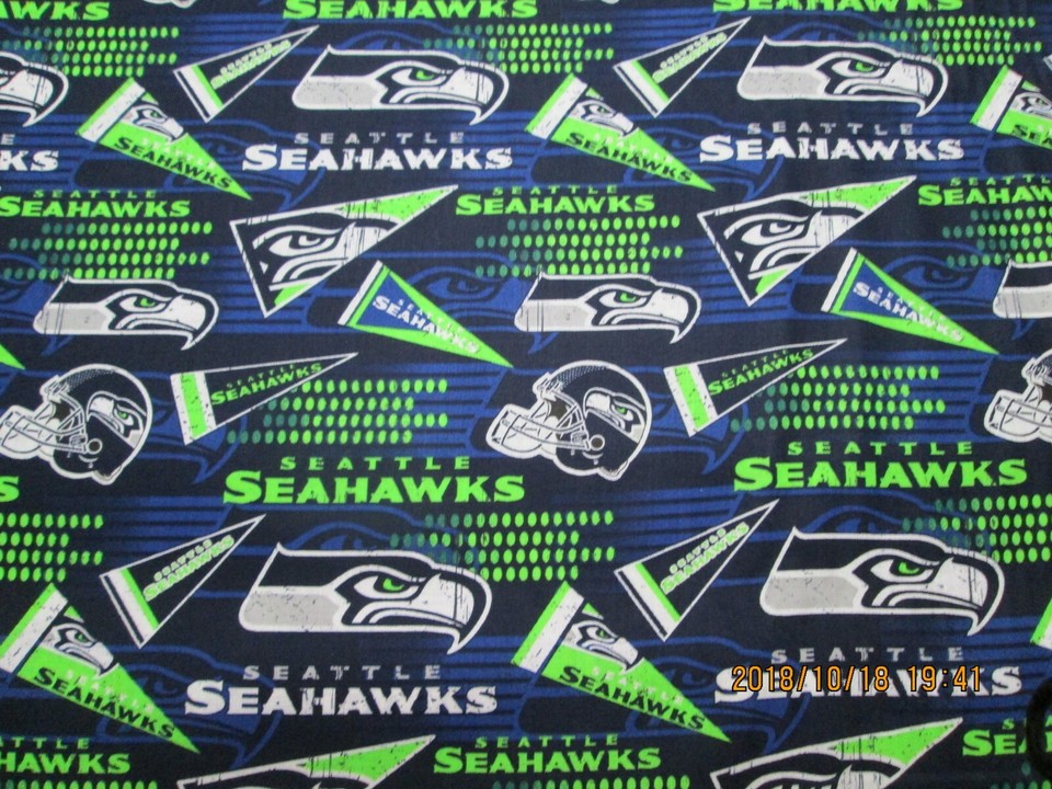 SEATTLE SEAHAWKS - BRAND NEW COLORS 58" WIDE 1/2 YARD PIECE - 100% ...