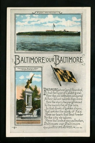 Poetry Poem Poet Postcard State Maryland MD Baltimore Anthem Flag Fort McHenry | eBay