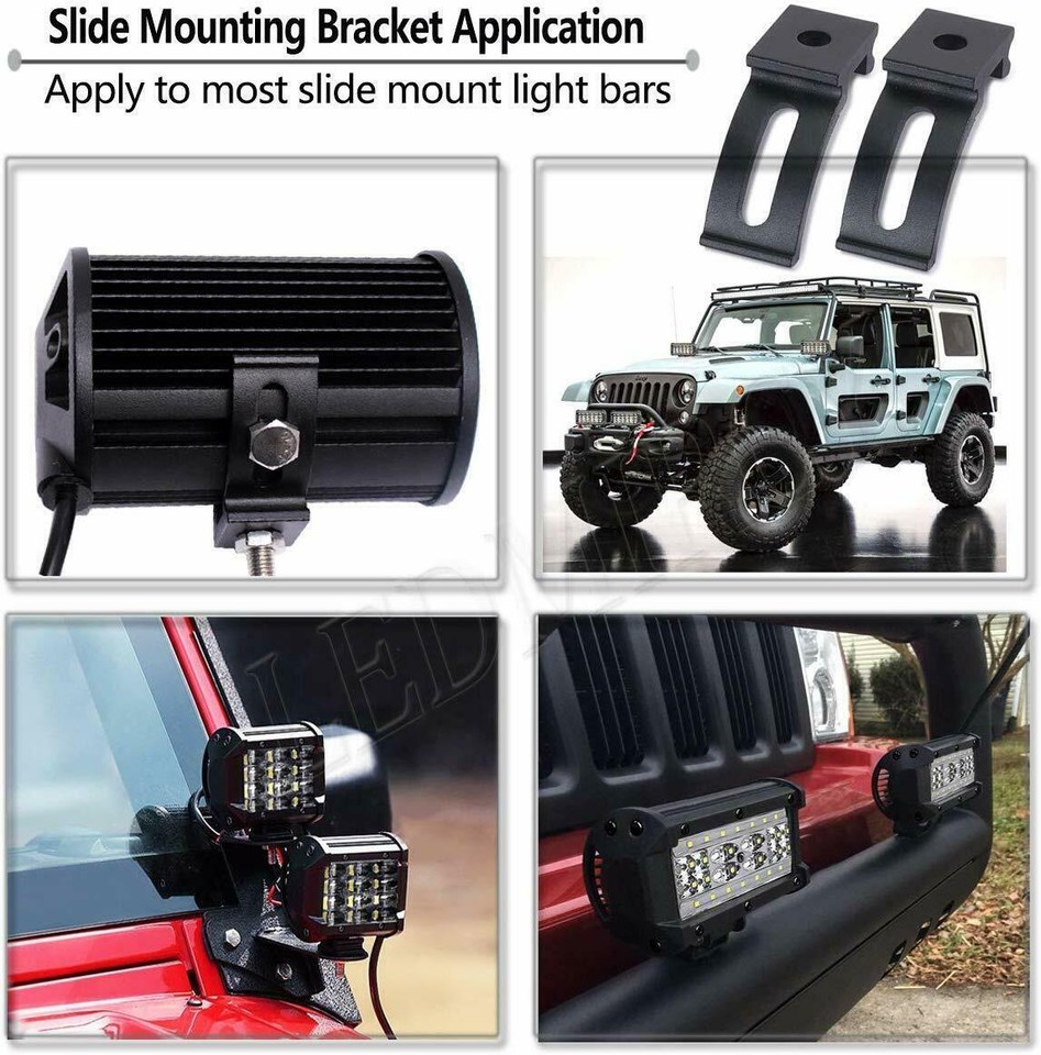 LED Light Bar Mounting Brackets Set Universal for LED Light Bar Work ...