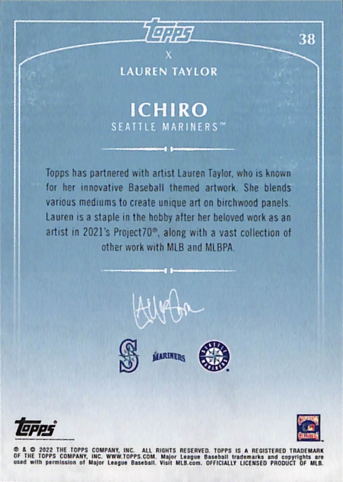 2022 Topps X Lauren Taylor #38 ICHIRO Seattle Mariners Wave 2 | eBay